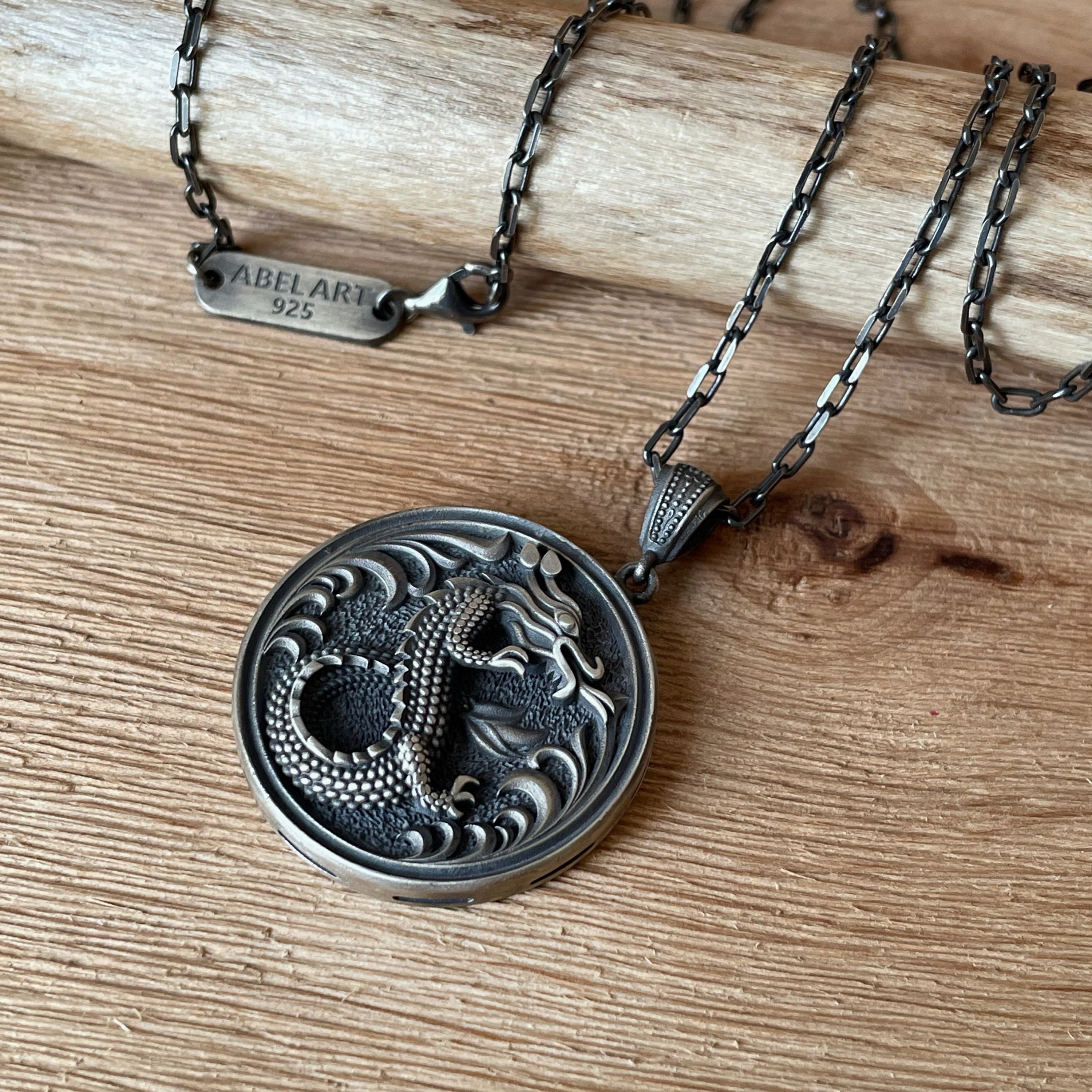 Silver Dragon Pendant Men Chinese Dragon Necklace 925k - Etsy