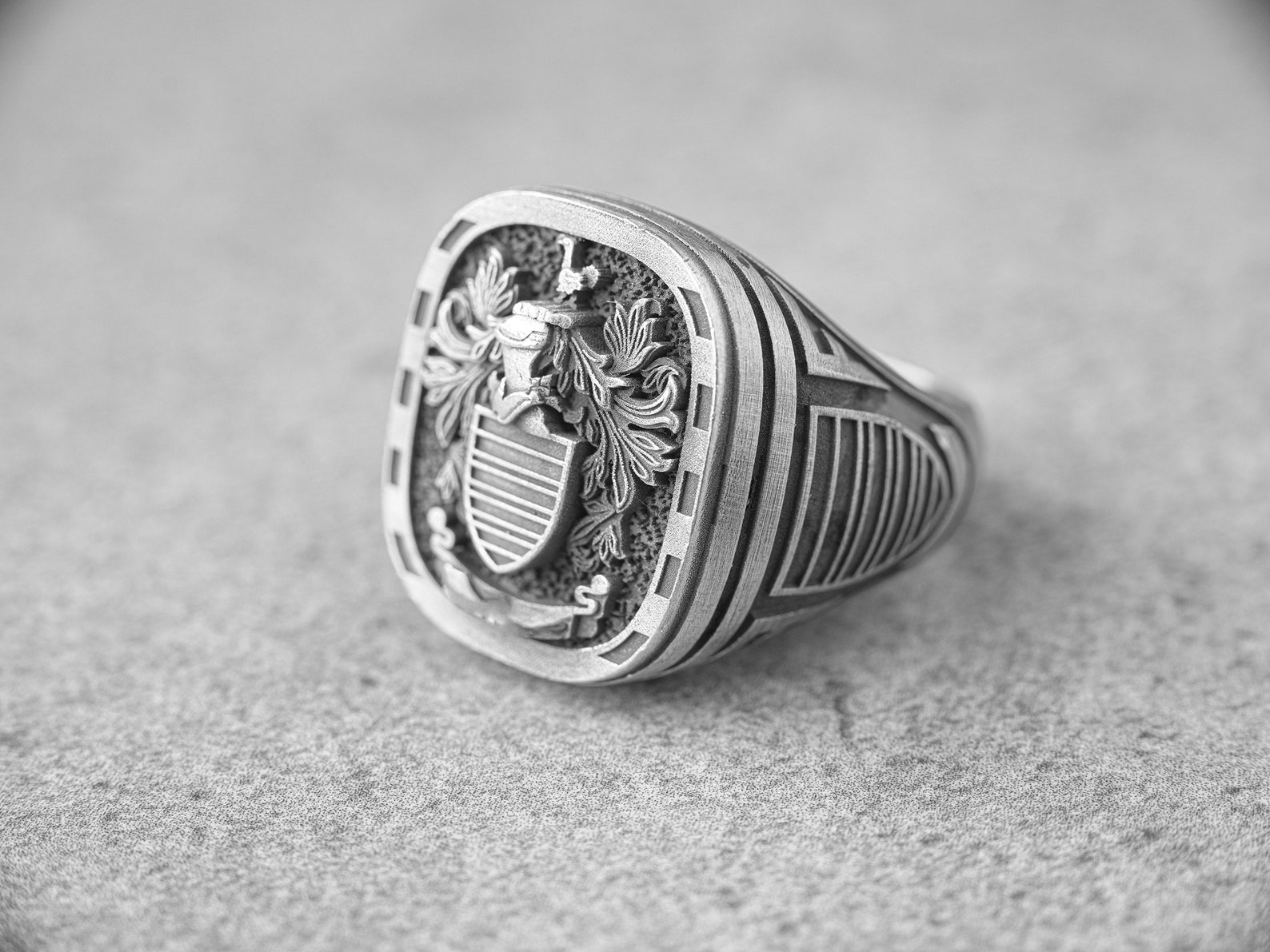 Custom Sterling Silver Family Crest Signet Ring - Biker Pinky Ring - Etsy