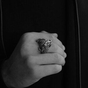 Silver Taurus Ring - Mens Bull Head Ring 925k Sterling Minotaur Unique ...
