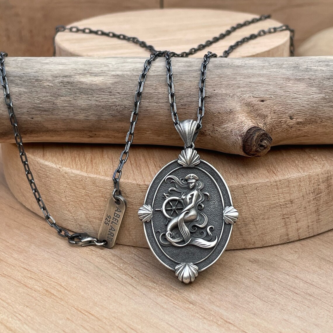 Oxidized Sterling Silver Mermaid Pendant: Siren Charm Jewelry - Etsy