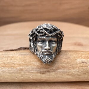 Handmade Jesus Christ Ring for Him ,special Design Signet Ring,oxidized ...