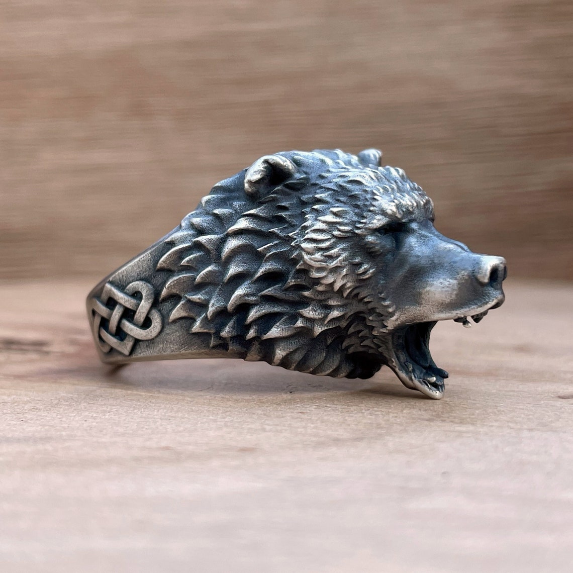 Handmade Sterling Silver Bear Biker Ring - Animal Statement Ring - Etsy