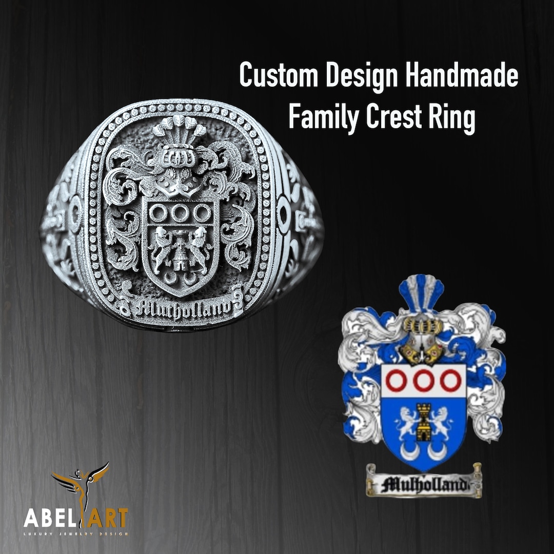 Custom Handmade Sterling Silver Family Crest Ring - Etsy