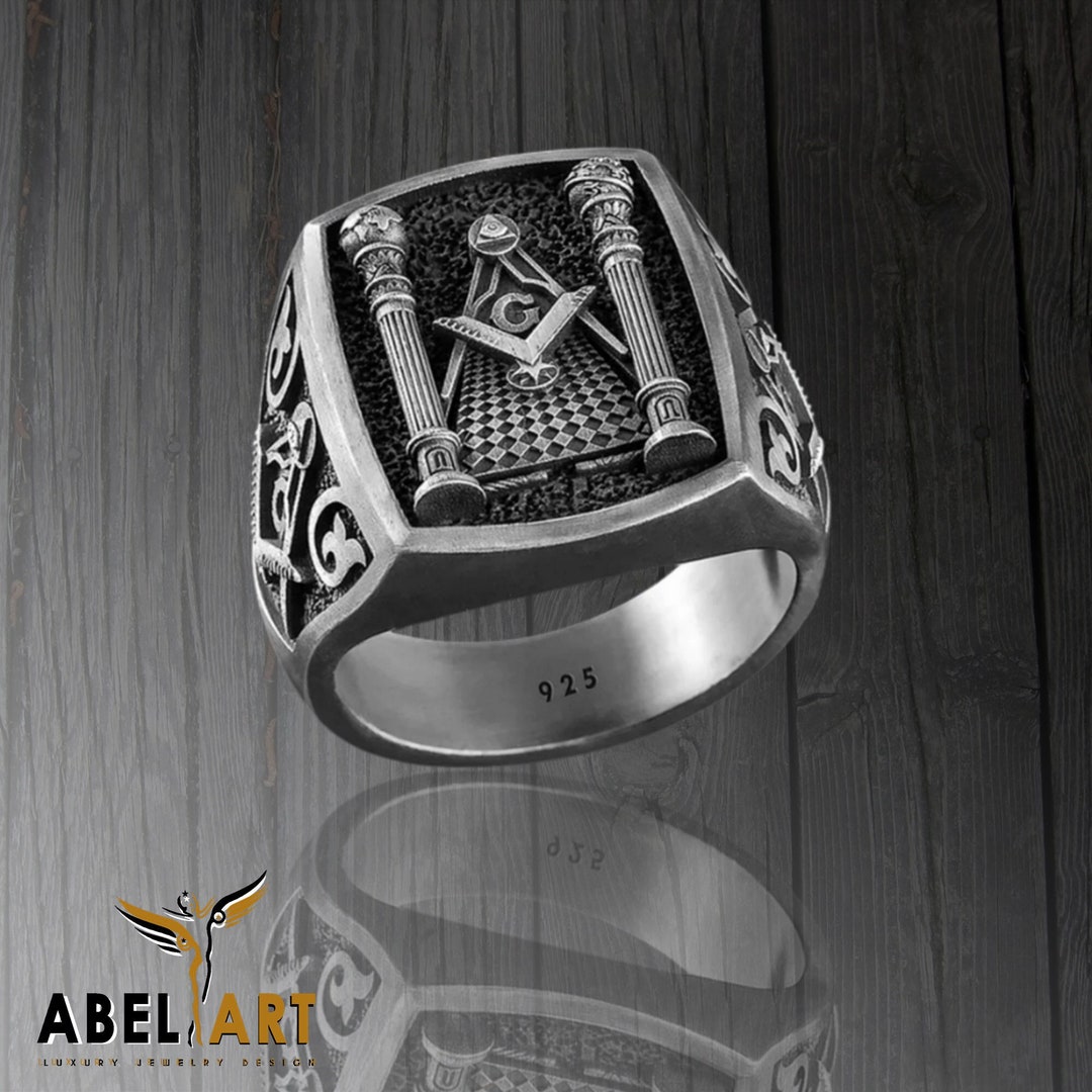 Handmade Sterling Silver APPRENTİCE Masonic Ring: Gothic Freemason ...