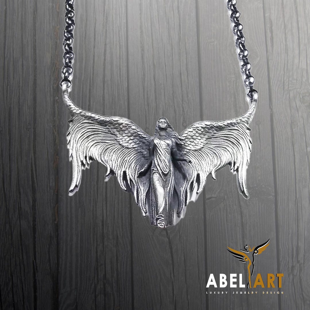 Handmade Sterling Silver Guardian Angel Cameo Pendant Necklace - Etsy
