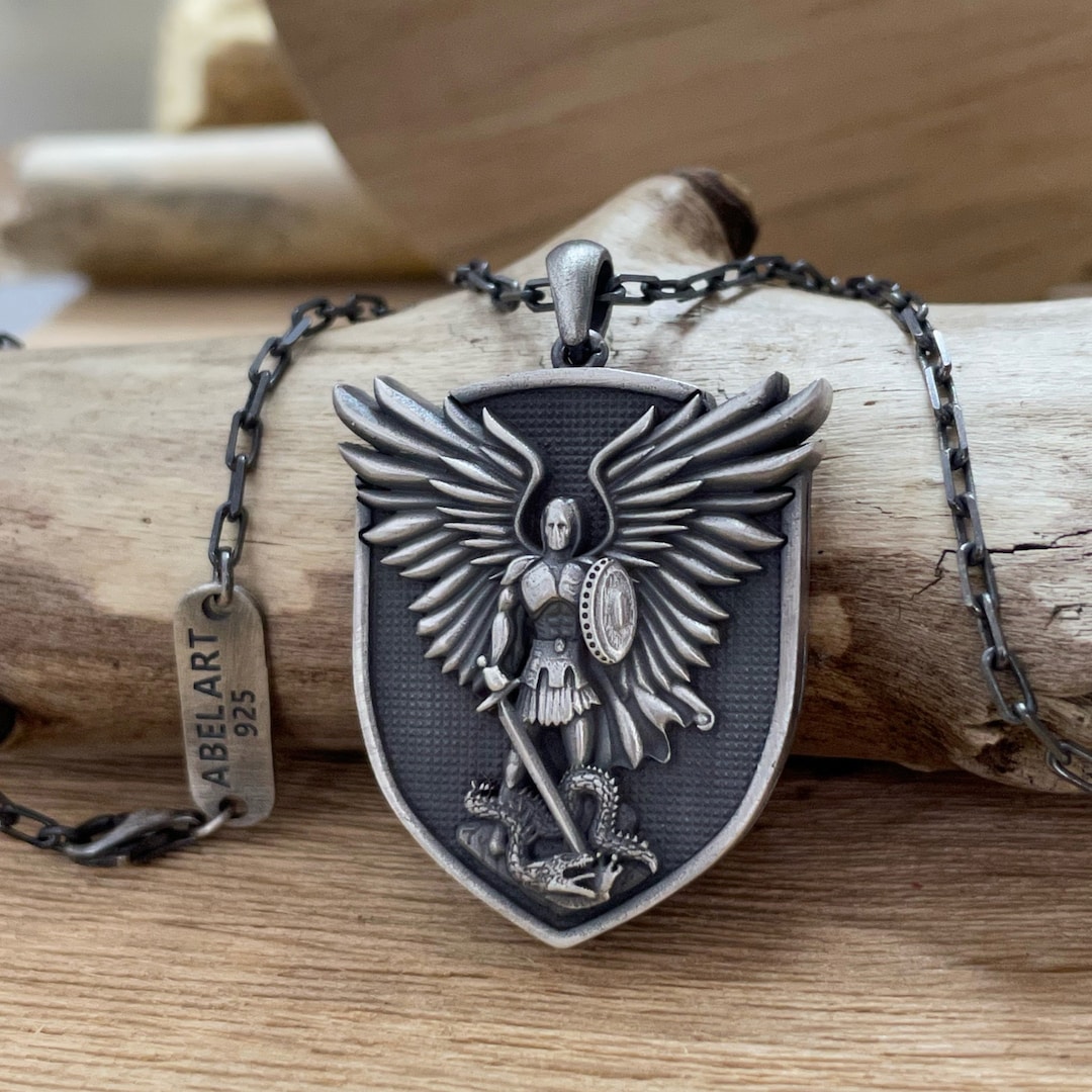 Saint Michael Archangel Necklace for Men – 925 Sterling Silver ...