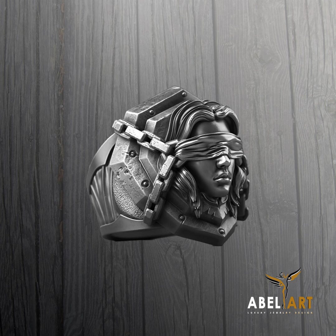 Cyberpunk Masked Woman Ring: Sterling Silver Gothic Warrior Jewelry - Etsy