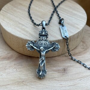 925 Sterling Handmade Solid Silver Crucifix Cross Necklace, Religious ...