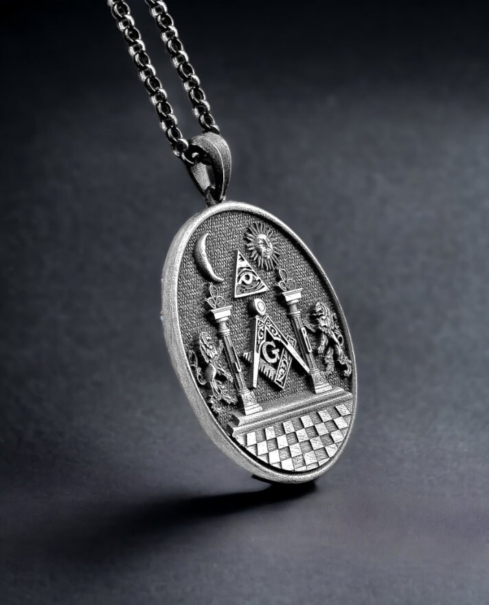 Mason Pendant Silver Masonic Symbol Necklace for Man Silver - Etsy