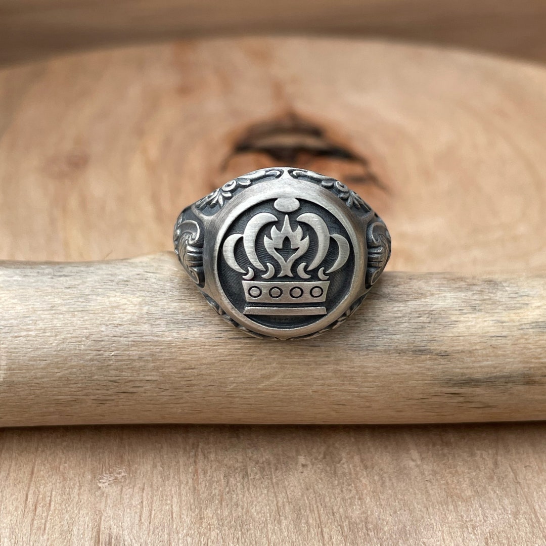Men's King Crown Model Detailed Handmade Silver Ring, Royal King Crown ...
