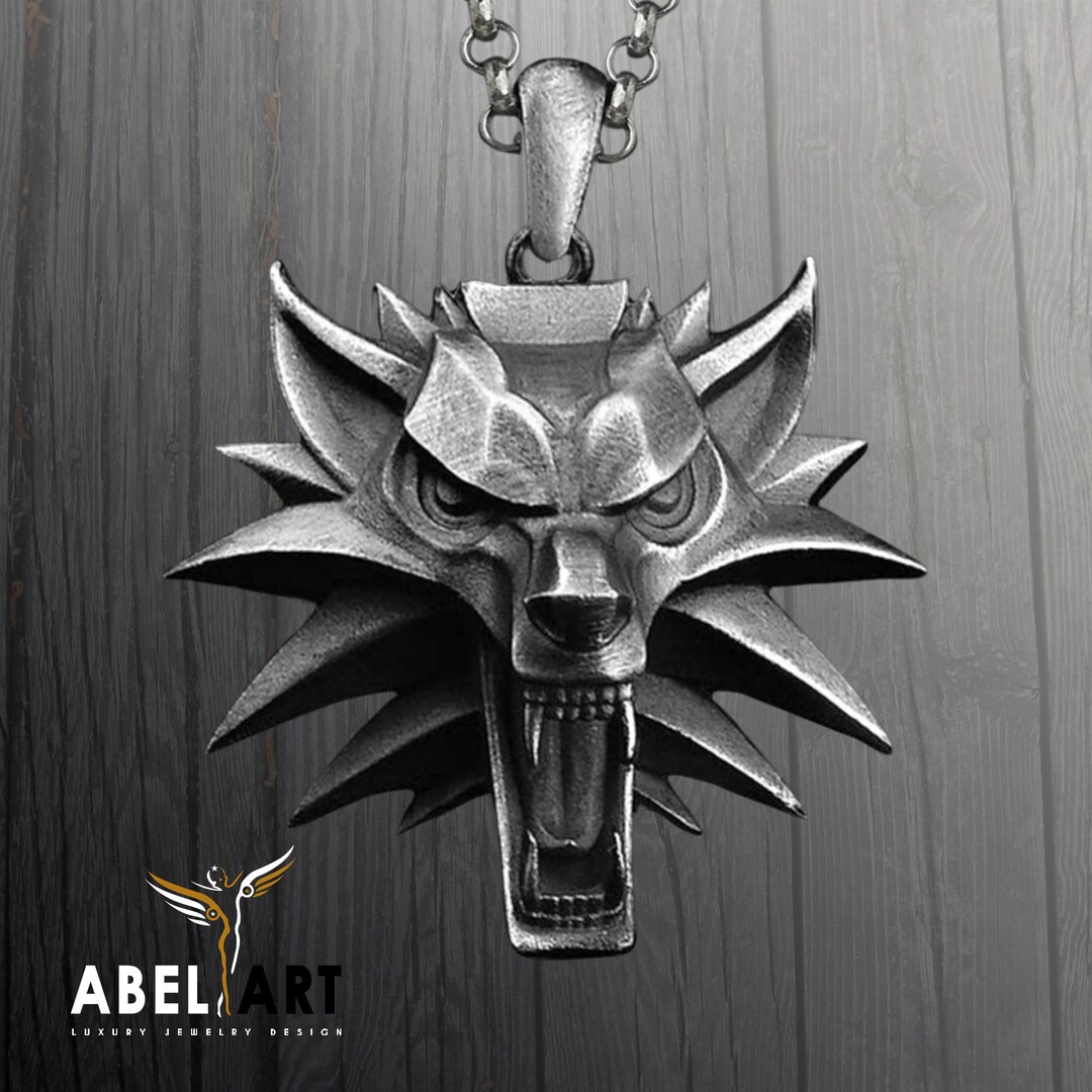Sterling Silver Wild Wolf Necklace: Witcher Pendant, Personalized ...