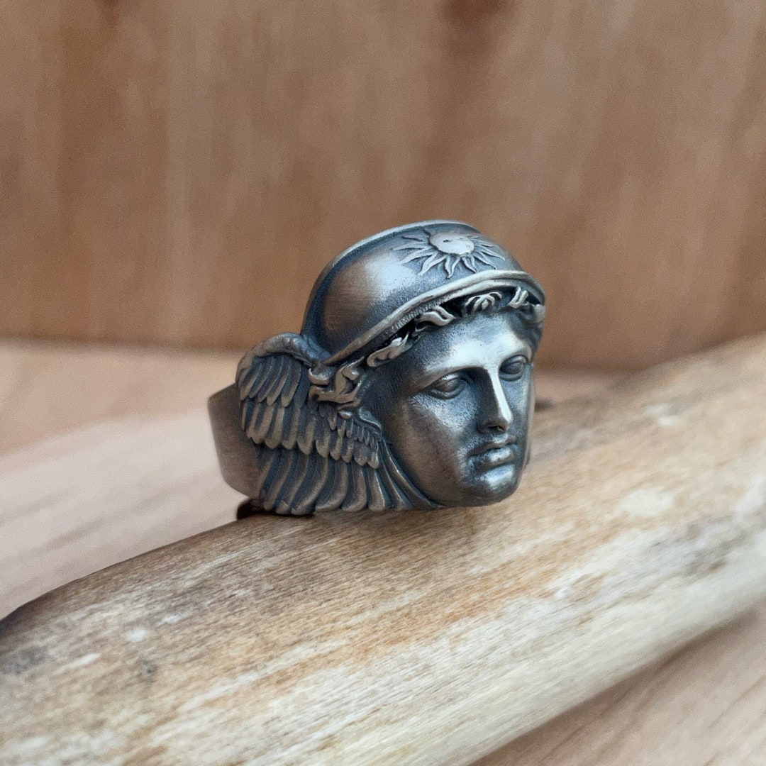 Silver Hermes Ring Mens Greek God Ring 925 Sterling Hermes Ring Unique ...