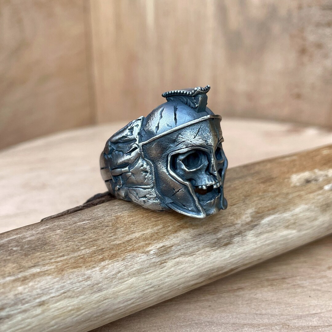 Silver Spartan Ring men Helmet Ring 925k Sterling Gladiator Ring Unique ...