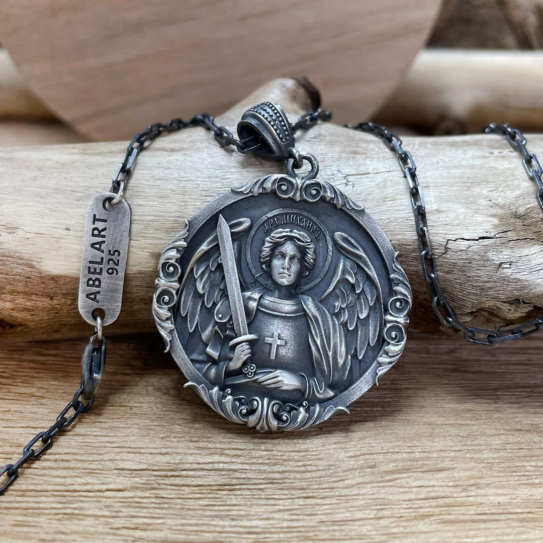 Saint Michael Archangel Necklace for Men – 925 Sterling Silver ...