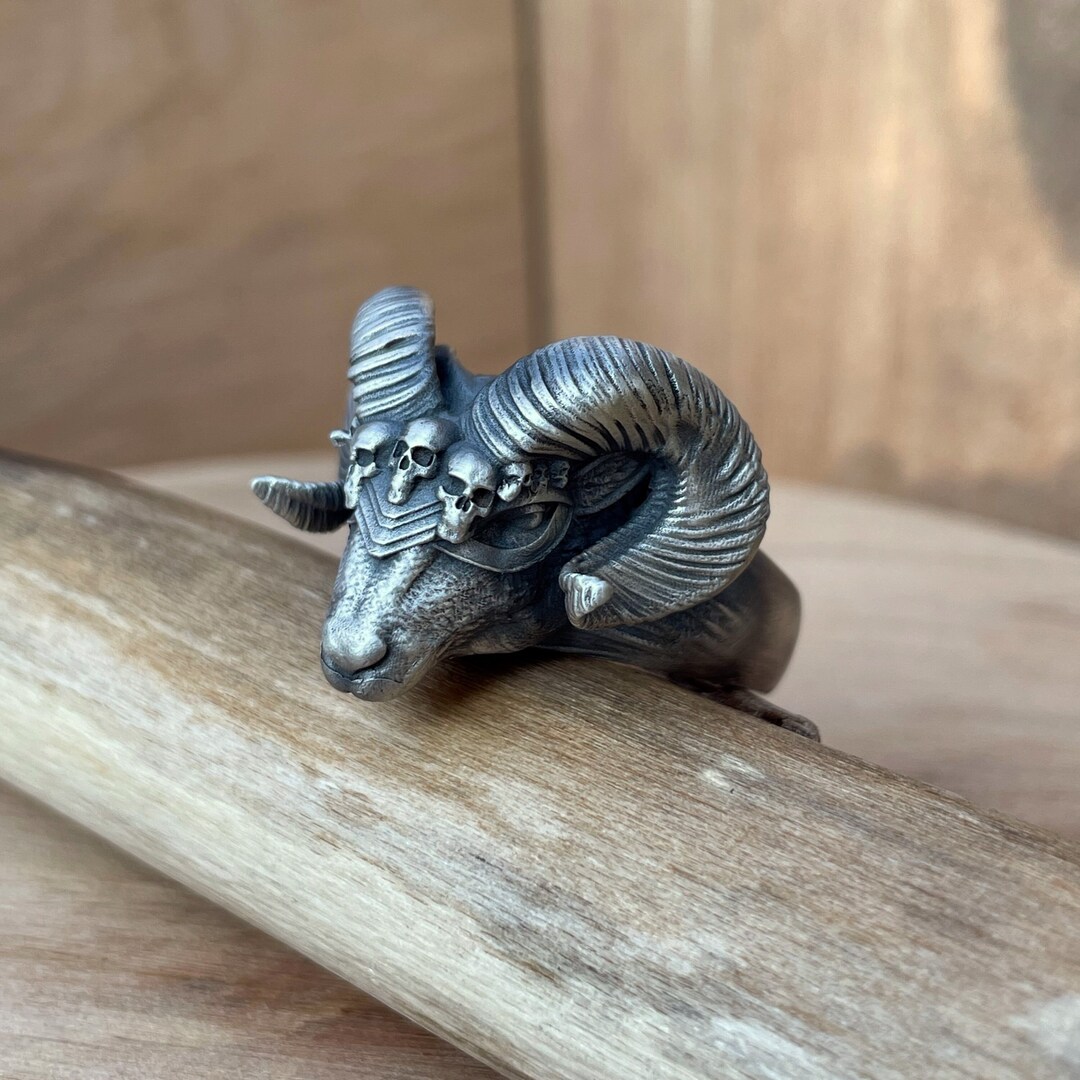 Silver Ram Head Ring, Mens Aries Ring 925k Sterling Ram Ring, Unique ...