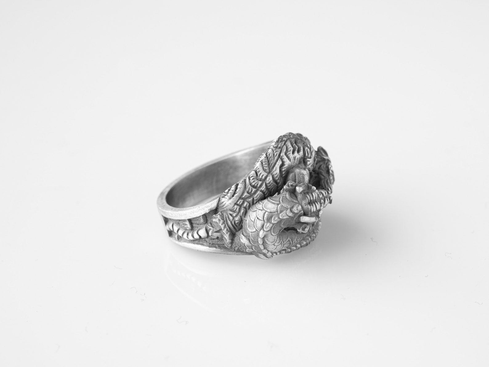 Silver Dragon Ring Mens Tiger Head Ring 925k Sterling - Etsy
