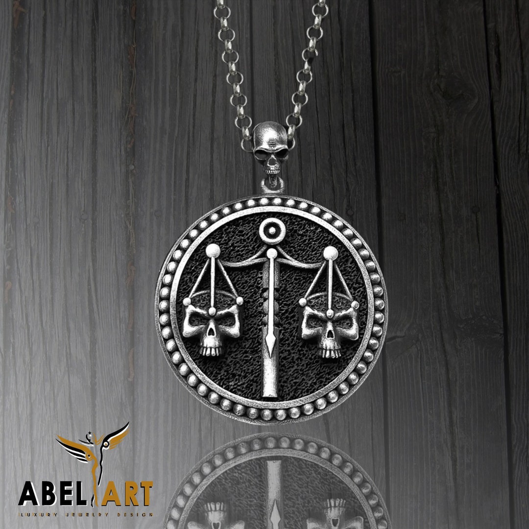 Sterling Silver Libra Necklace: Skull Zodiac Goth Jewelry - Etsy