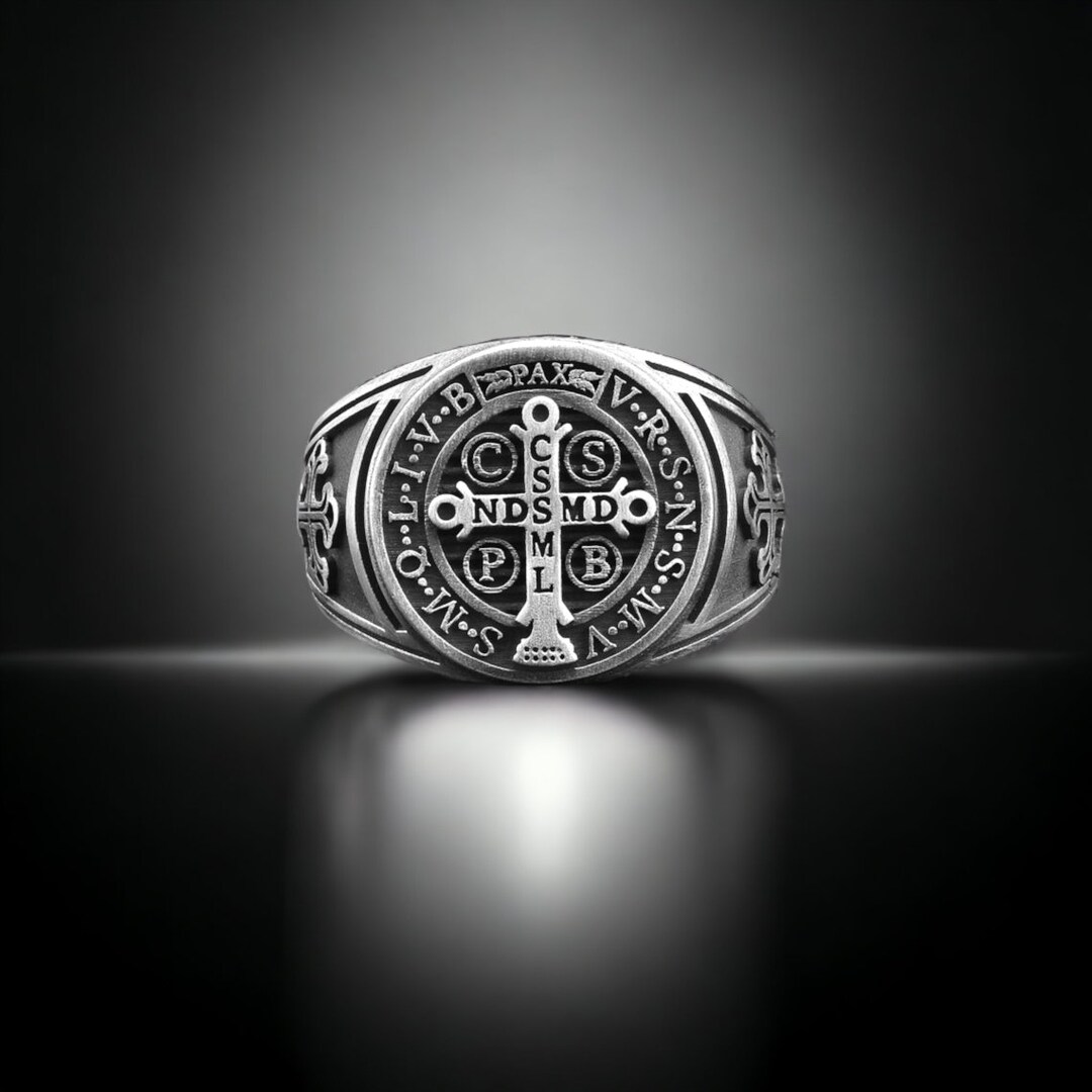 Silver St. Benedict Ring Mens Benedict Medal Ring 925 - Etsy