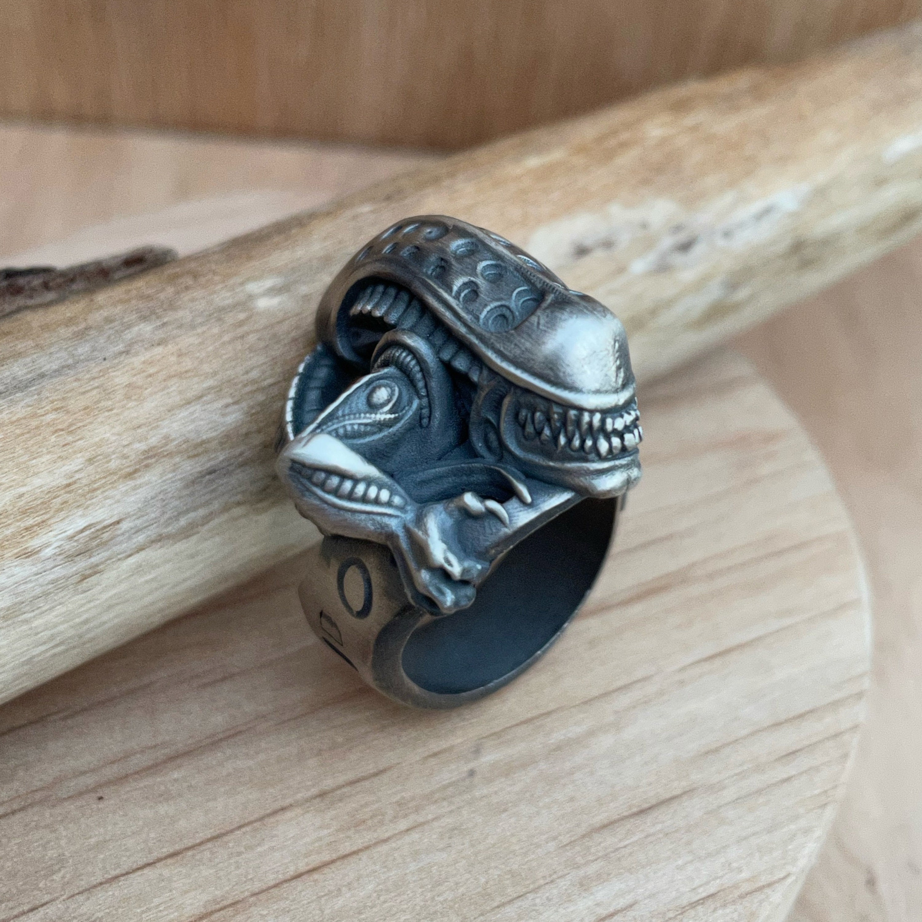 Silver Alien Ring Mens Xenomorph Ring 925k Sterling Alien - Etsy