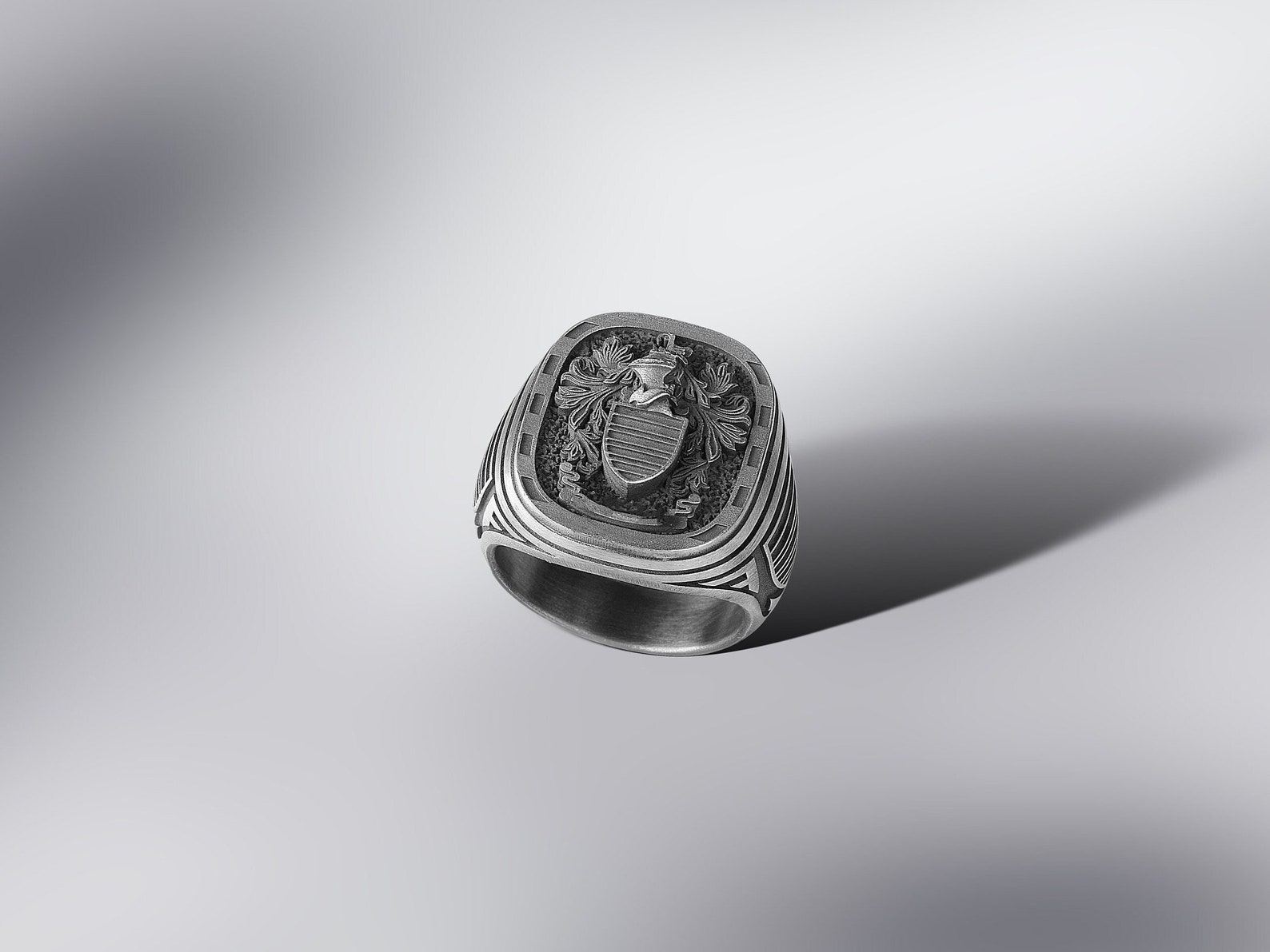 Custom Sterling Silver Family Crest Signet Ring - Biker Pinky Ring - Etsy