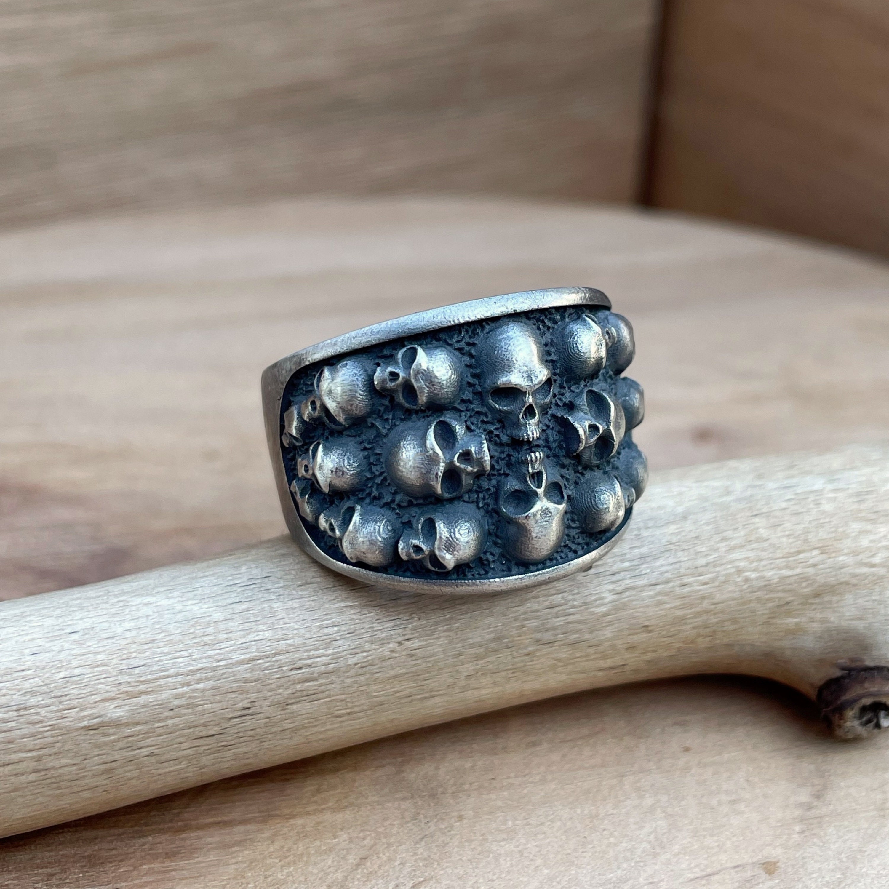 Skull Punk Signet Ring Skull Men's Silver Ringhuge Skull - Etsy