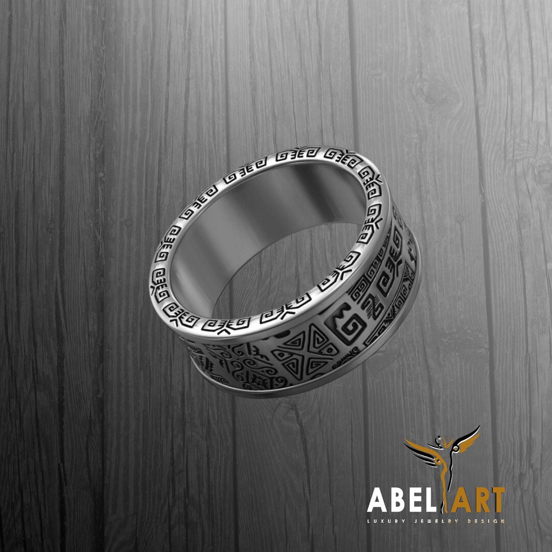 Samoan Maori Polynesian Amulet Pattern Ring,tribal Jewelry,wide Maori ...