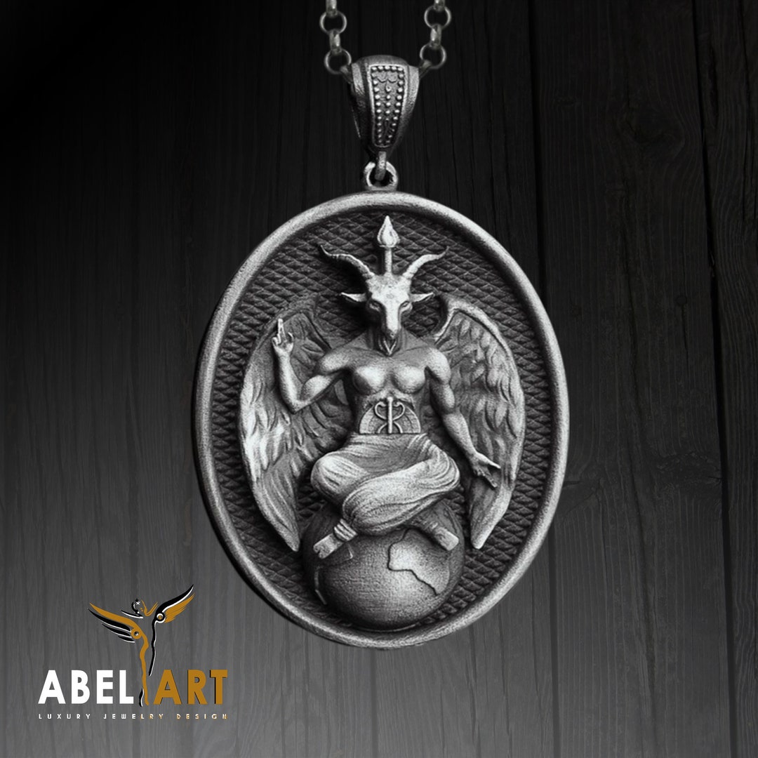 Satanic Lucifer Baphomet 925 Sterling Silver Necklace – Occult Esoteric ...