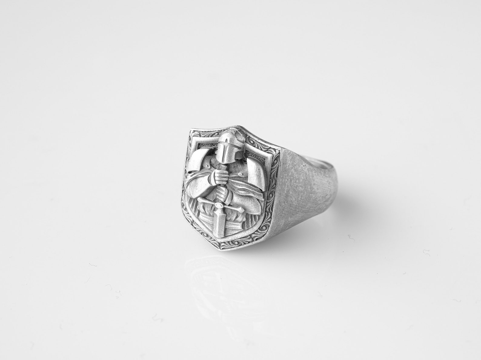Mens Crusader Knight Signet Ring: Handmade Sterling Silver Templar ...