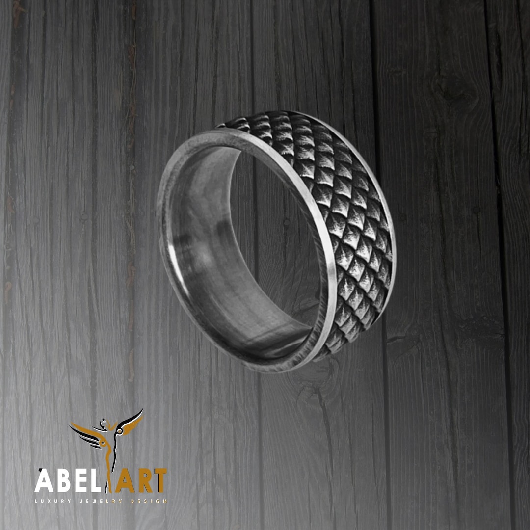 Handmade Sterling Silver Dragon Scale Wedding Band Ring - Etsy