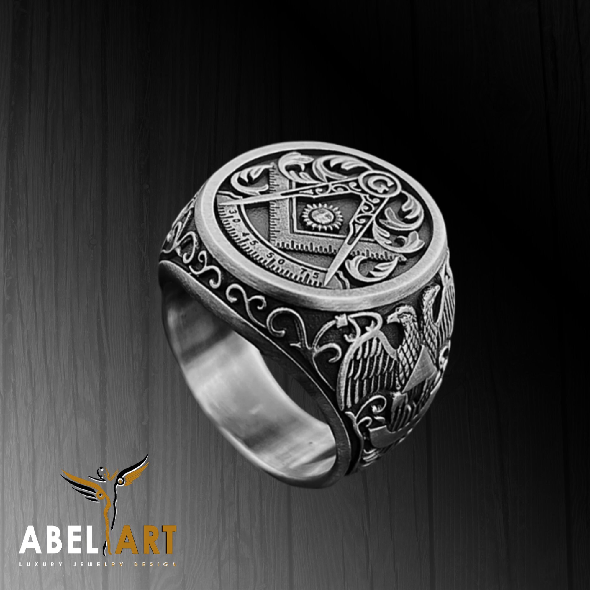 Sterling Silver Freemason Skull Ring: Unique Master Mason Jewelry - Etsy