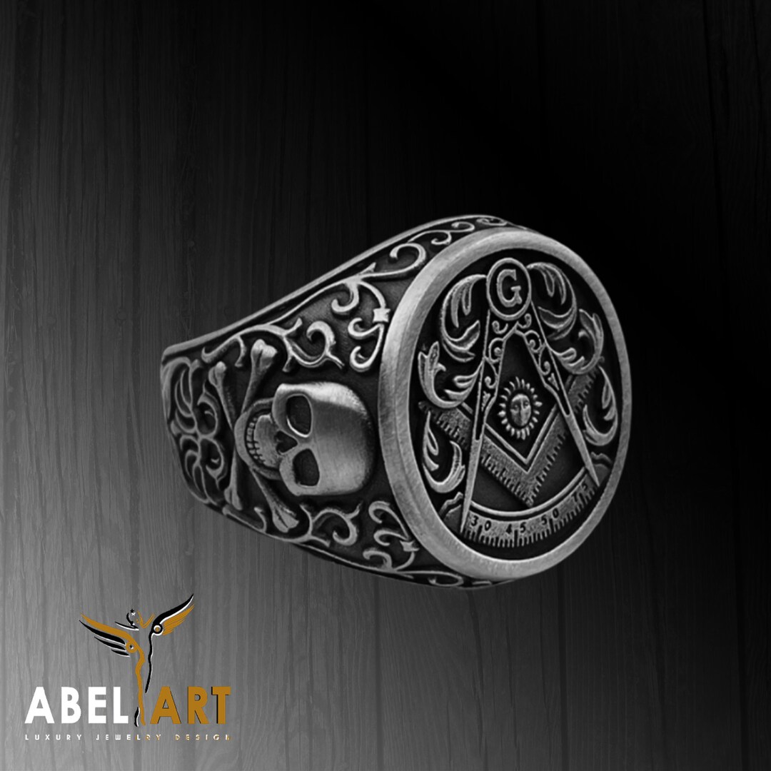 Unique Master Mason Sterling Silver Men Ring, Freemason Symbol Men Ring ...