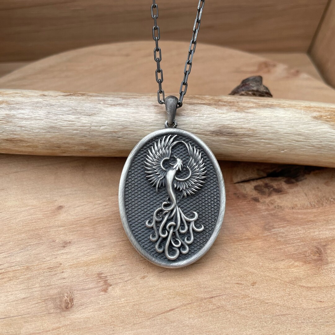 Handmade Sterling Silver Winged Phoenix Pendant: Viking Talisman ...