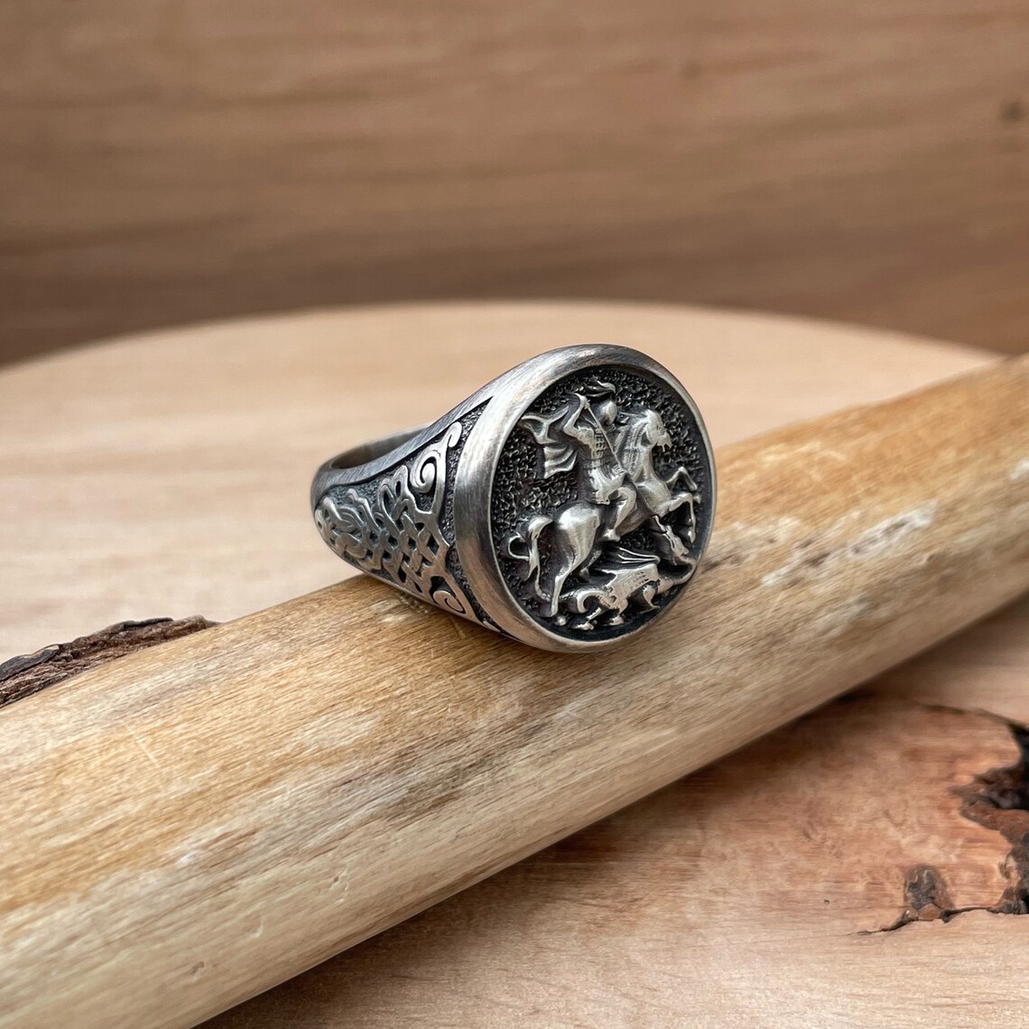 Sterling Silver Saint George Signet Ring: Handmade Warrior Jewelry - Etsy