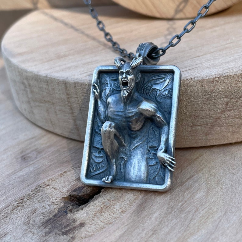 Silver Baphomet Satanic Pendant for Man Occult Satanic - Etsy
