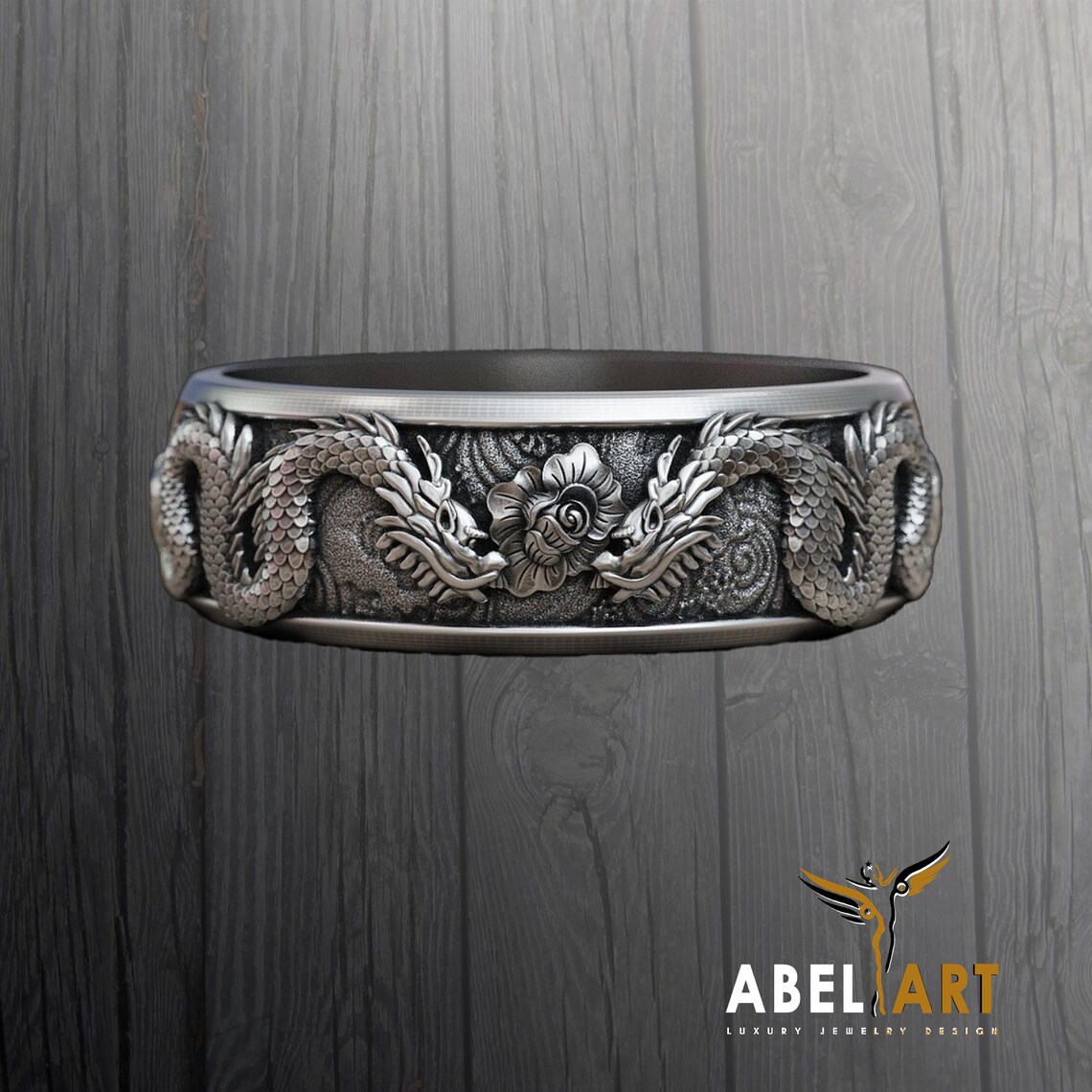 Oxidized Sterling Silver Dragon Wedding Ring: Gothic Statement Jewelry ...