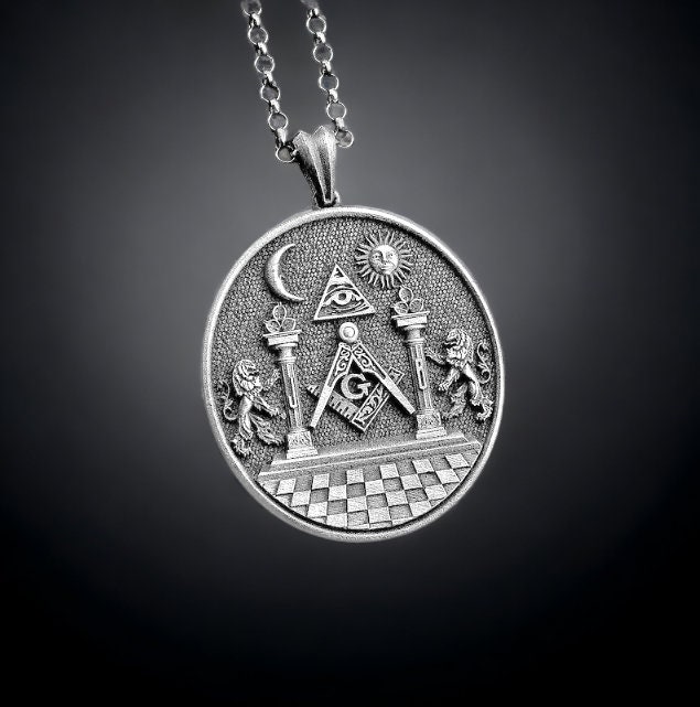 Mason Pendant Silver Masonic Symbol Necklace for Man Silver - Etsy