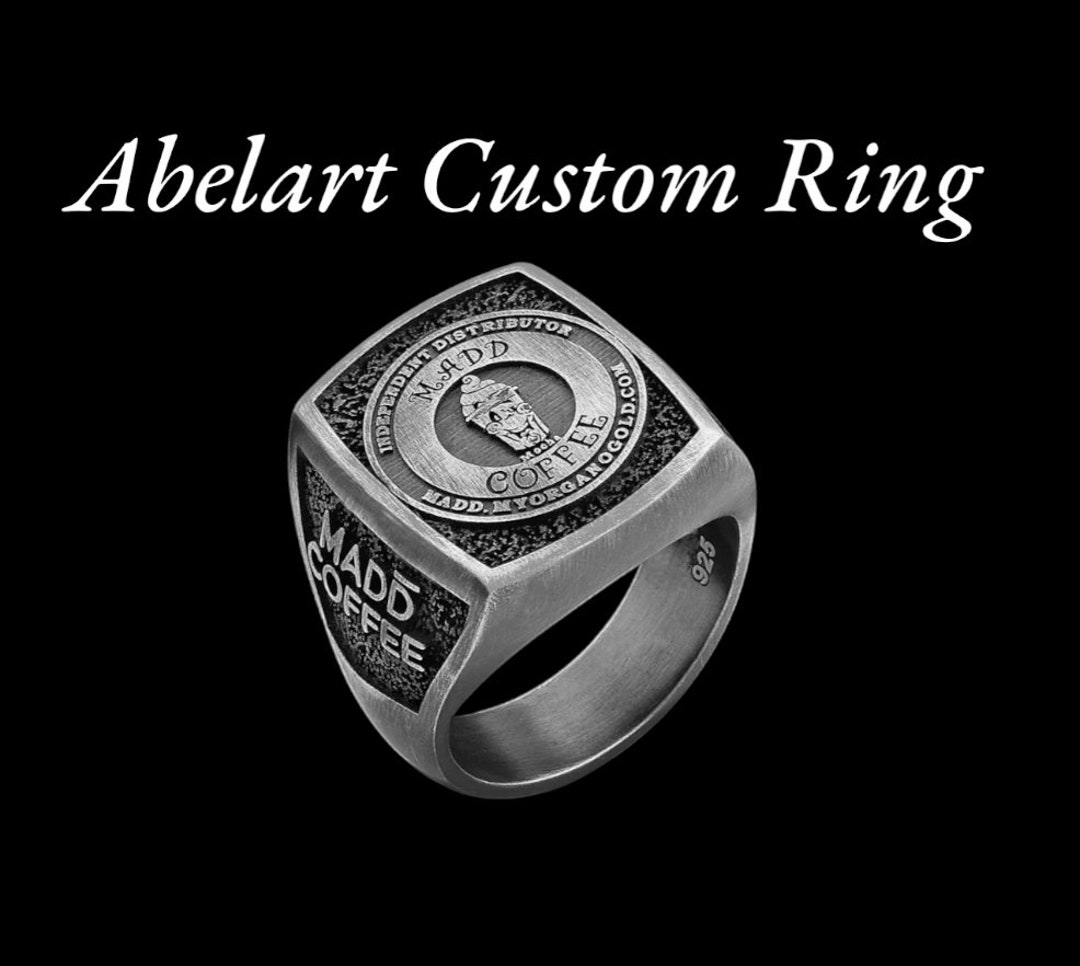 Custom Corporate Logo Ring - Mens Signet Ring - Custom Design Ring ...
