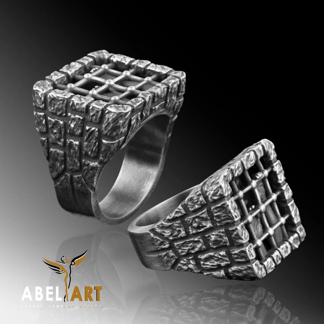 Handmade Prisoner Silver Rings for Men,men's Oxide Signet Ring ...