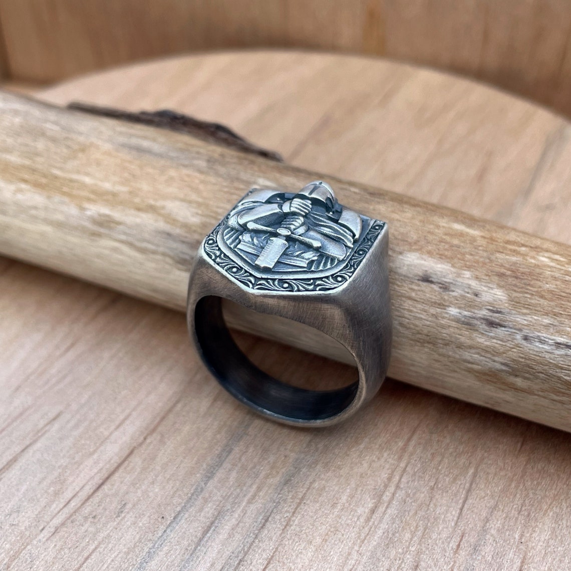 Mens Crusader Knight Signet Ring: Handmade Sterling Silver Templar ...