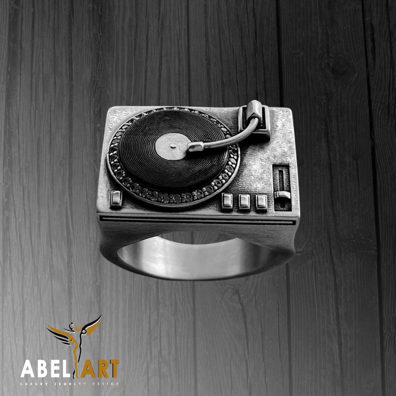 Sterling Silver Record Player Ring: Music Lover Jewelry - Etsy