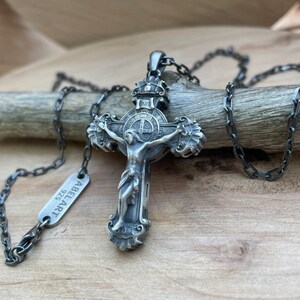 925 Sterling Handmade Solid Silver Crucifix Cross Necklace, Religious ...