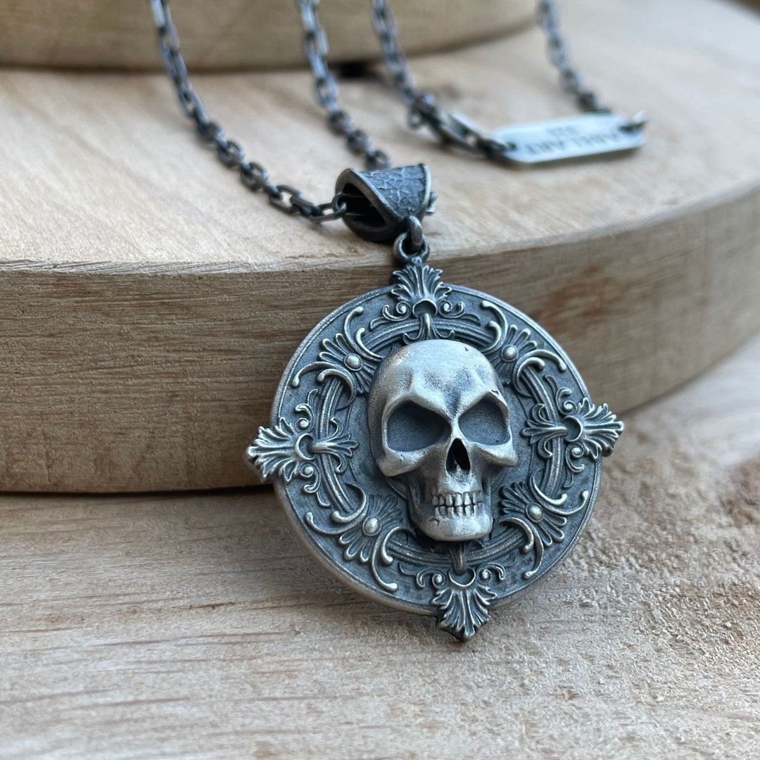 Memento Mori Handmade 925 Sterling Silver Skull Locket Necklace ...
