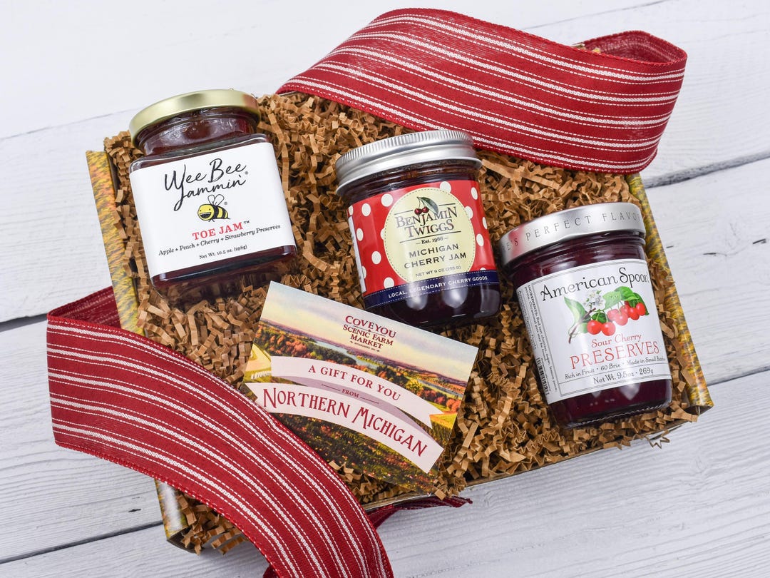 Michigan Made Jam Gift Box: Cherry, Strawberry, and Peach Preserves! - Etsy