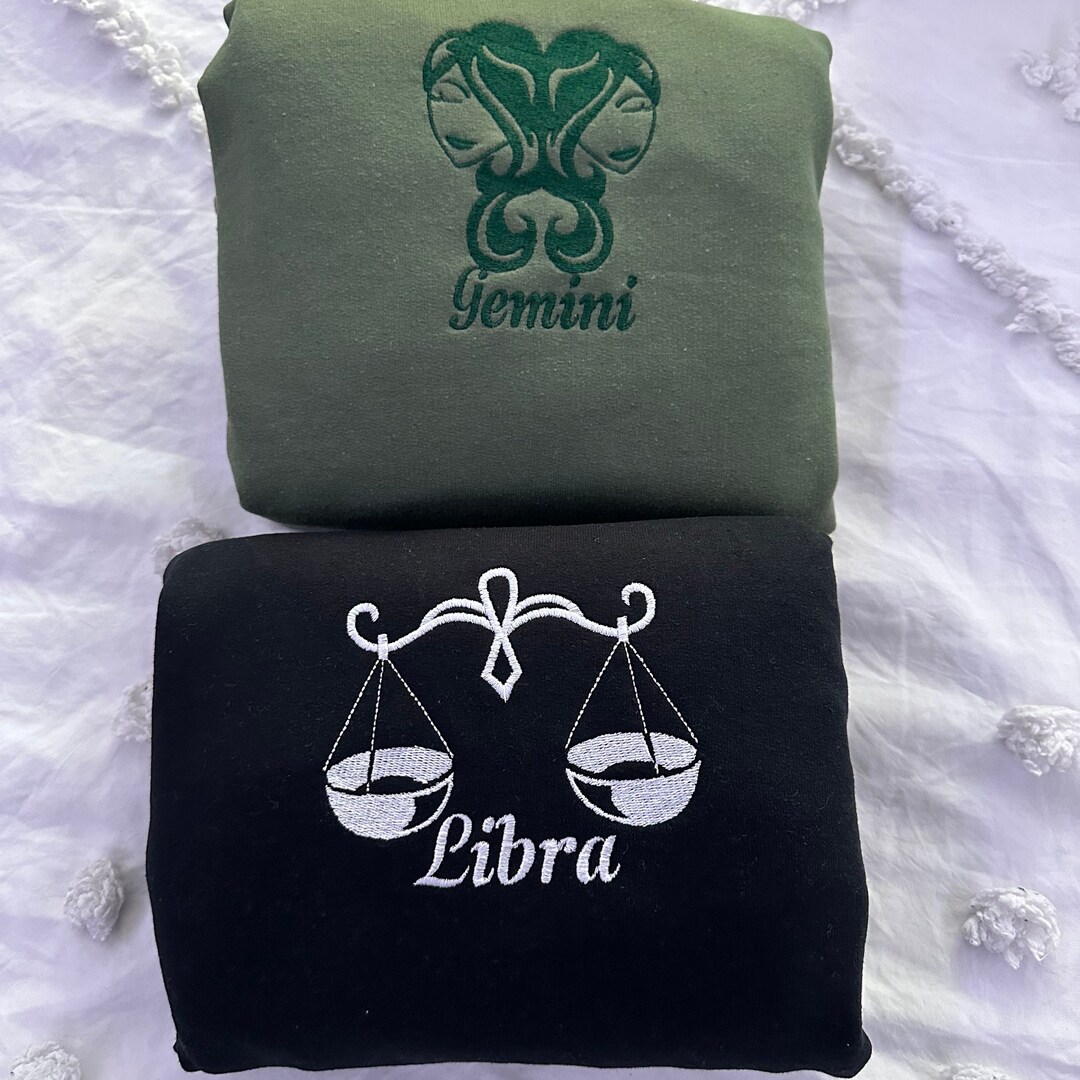 Embroidered Custom Zodiac Sign Sweatshirt, Zodiac Sweater, Libra Gift ...