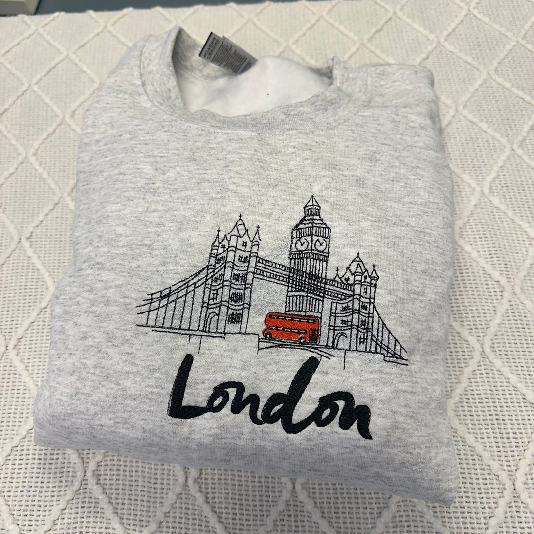 Embroidered London Sweatshirt, London Bridge Shirt, London Bus London ...