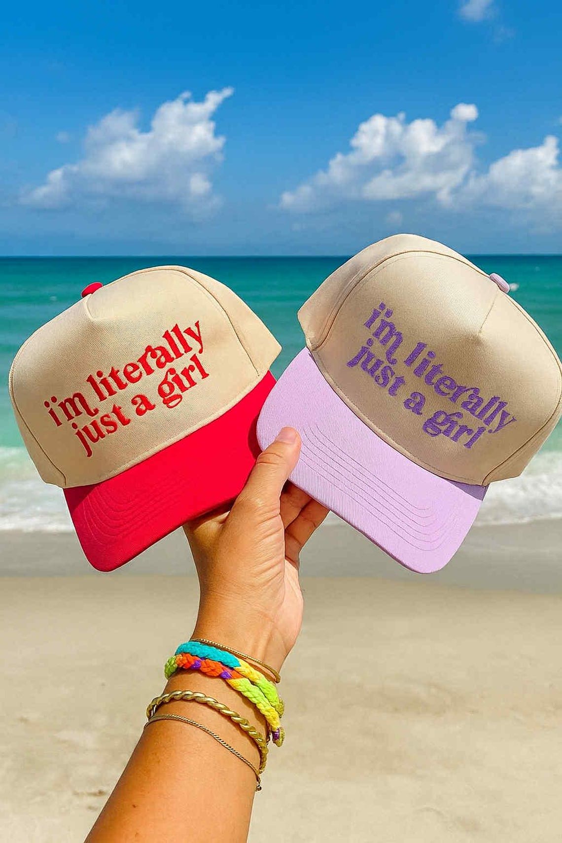 Custom Embroidered Two-tone 5-panel Cap: "i'm Literally Just a Girl" - Etsy