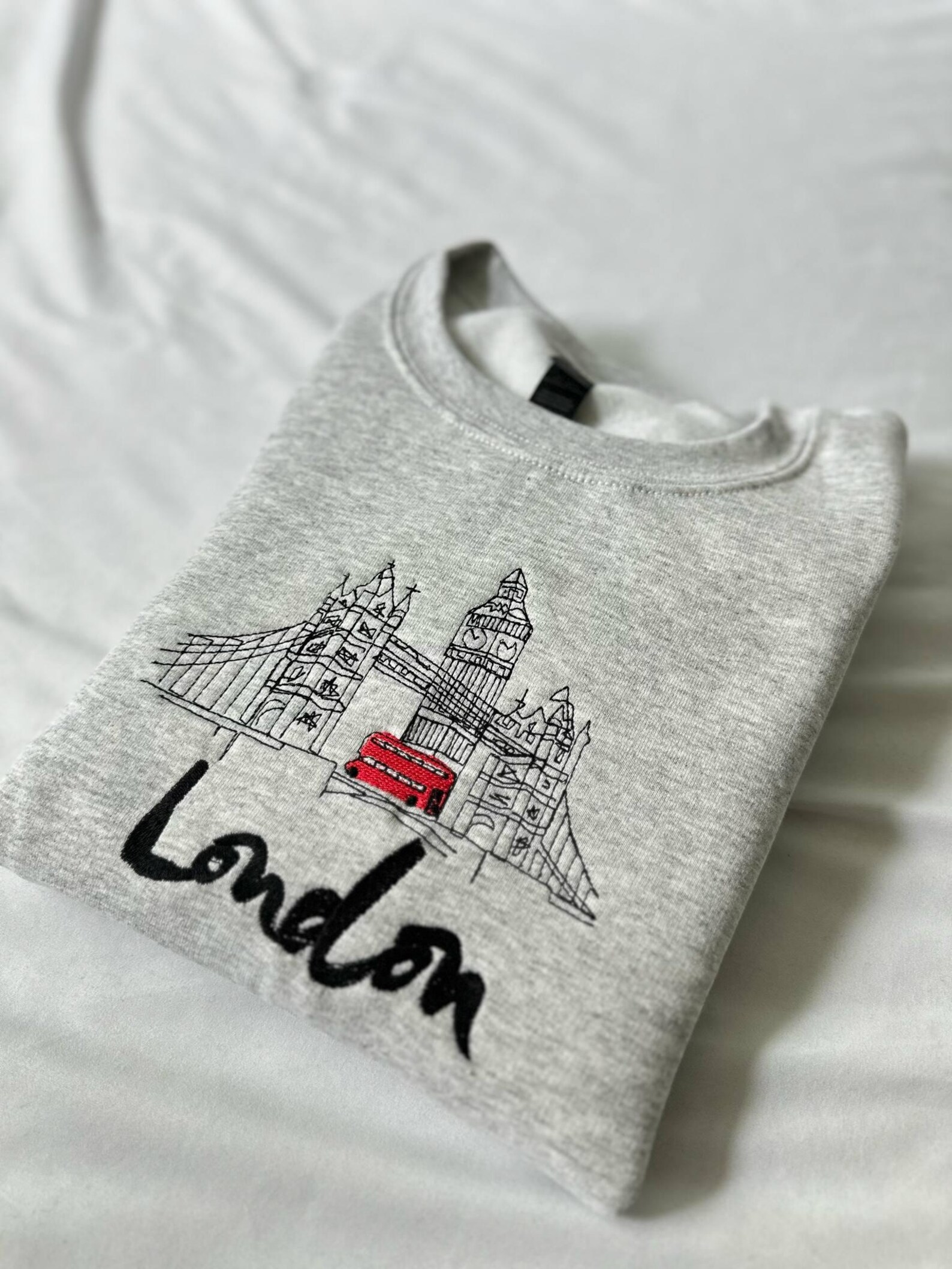 Embroidered London Sweatshirt: London Bridge & Bus Pullover - Etsy
