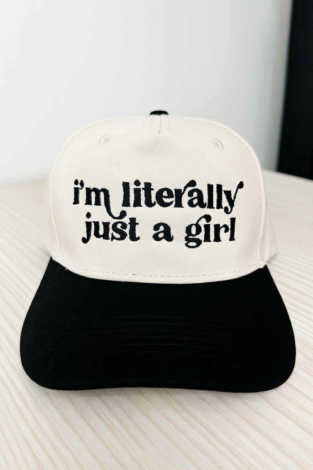 Custom Embroidered Two-tone 5-panel Cap: "i'm Literally Just a Girl" - Etsy