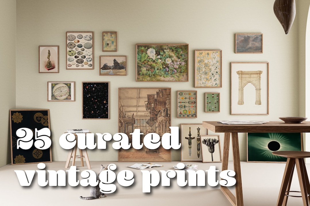 Vintage Earth Art Prints: Eclectic Gallery Wall Set (digital Download ...