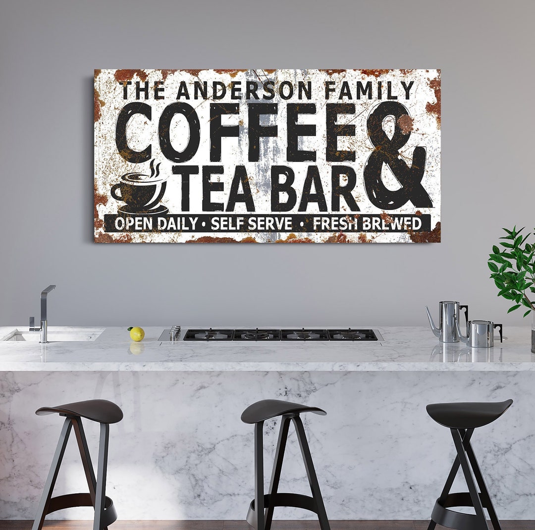 Personalized Coffee & Tea Bar Sign Kitchen Dining and Room - Etsy
